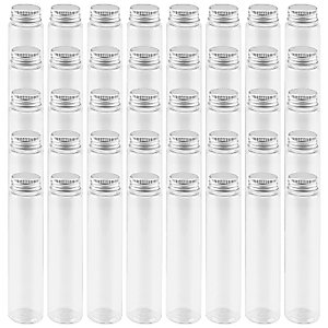 LEXININ 40 PCS 110ml Clear Plastic Test Tubeswith Lid, 30x150mm Test Tubes with Screw Caps, Flat Bottomed Test Tubes for Candy Jewelry Beads