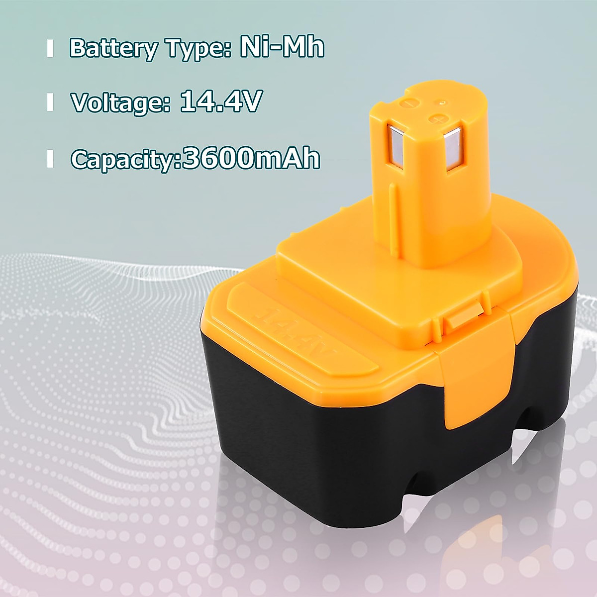 Forrat 1 Pack Replacement for Ryobi 14.4V Battery 3600mAh Ni-Mh Compatible with for Ryobi 14.4 Volt Battery 130224010 130224011 130281002 1314702 1400144 1400655 HP1441 HP1441M HP1442M Battery