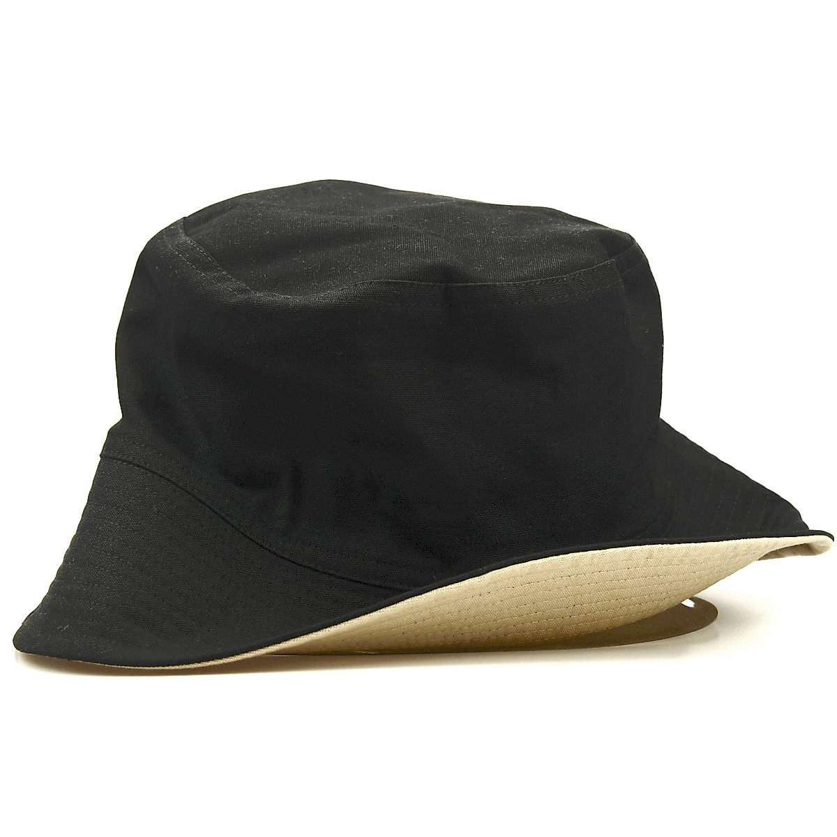 MUNULA Extra Large Bucket Hats XXL Hats for Men Big Head Oversized Cotton Reversible Unisex Fishing Hat 23.6"-25.6" Outdoor (Black/Khaki)