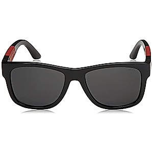 Polo Ralph Lauren Men's PH4162 Square Sunglasses, Shiny Black/Grey, 54 mm