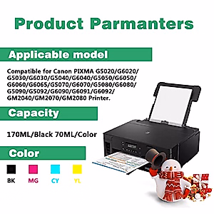 KSUMEI Refill Dye Ink Bottle GI20 GI-20 Replacement for Canon PIXMA ...