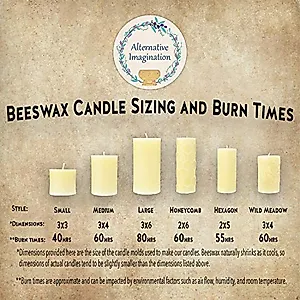 Alternative Imagination 100% Pure Beeswax Pillar Candle, White Ivory (3x6 Inch), 80 Hour, Hand-Poured, Made in USA