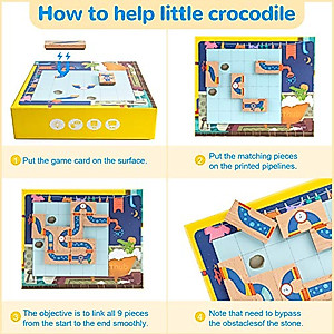 AWOTOY Wooden Educational Toys for Kids 5-7 - Improve Logical Thinking Learning Toys Featuring 30 Playful Challenges - Maze IQ Puzzles for 4,5,6,7 Year Old Boys Girls