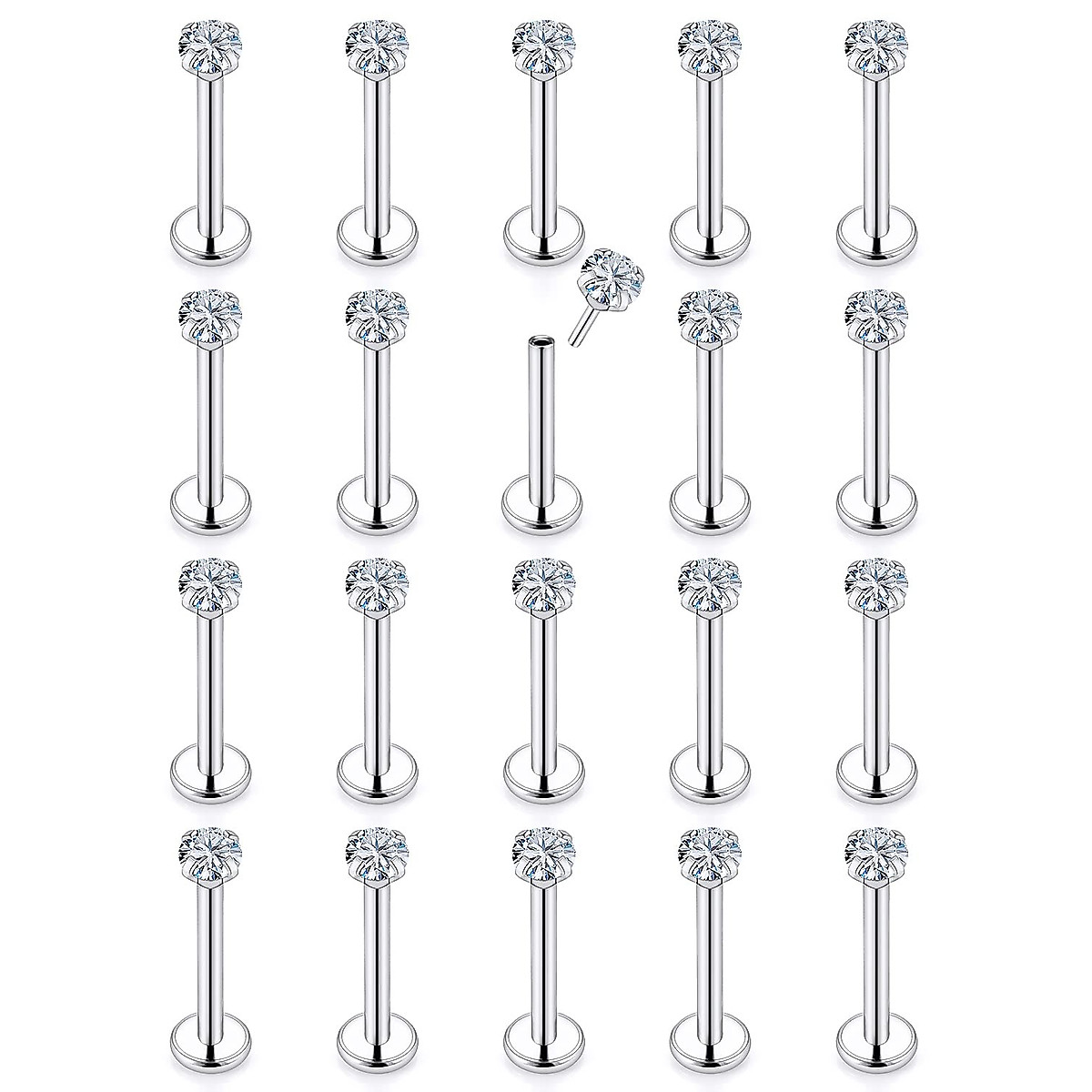 20G Threadless Push in Lip Rings Stainless Surgical Steel Labret Jewelry Monroe Lip Rings Nail Cartilage Tragus Helix Earrings Studs Nose Ring Medusa Piercing Jewelry For Women Men 6MM 20 Gauge 2MM