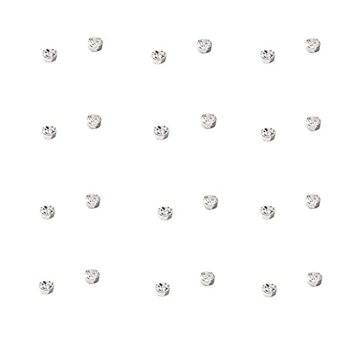 12Pcs Magnetic Crystal Stud Earrings Face Magnetic Clip Non Piercing Earrings Nose Lip Ring Clip on Cubic Zirconia Tragus for Women Men Non Piercing Jewelry-white 3mm(24pcs)