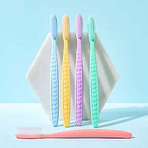 Toothbrushes Kit Set Extra Soft Head Jumbo Giant Large Size Manual Toothbrush 10pcs with Brush Cap Cover 10pcs Wall Holder 5pcs Multipurpose Cup (Random Color) Oral Care Clean