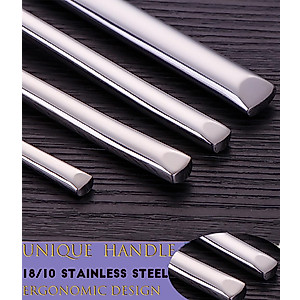 Thomaso 32-piece Unique Wave Flatware Set,1810 Stainless Steel Flatware Service for 8, Cutlery Set with Streamlined Handle Mirror Finished,Silver Spoons and Forks Set, Dishwasher Safe