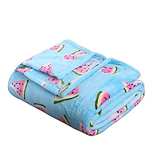 Summertime Whimsy Plush Watermelon Fleece Throw Blanket (50" x 60") - Watermelon Slices, for Men, Women and Kids