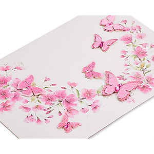 Papyrus Blank Card for Her (Pink Glitter Butterflies)