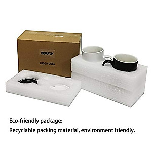 BPFY 16oz Set of 2 Ceramic Coffee Mug with Lid and Spoon, Milk Cup Classic Mug Drinking Cups for Tea, Coffee, Cocoa, Black and White Marriage or Couples (16oz)