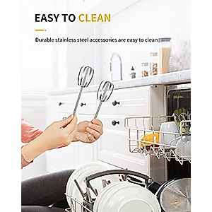 SHARDOR Hand Mixer, 350W Handheld Mixer with Storage Case 5-Speed Plus Turbo Hand Mixer Electric With 5 Stainless Steel Attachments(2 Beaters, 2 Dough Hooks and 1 Whisk), Silver