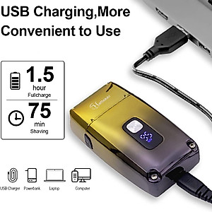 Hatteker Foil Head Shaver Triple Blades Shaver Electric Shaver Razor for Men Close Bald Head Barber Shaver Trimmer Waterproof Wet & Dry, Cordless, Gold