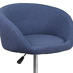 Flash Furniture Luis Contemporary Blue Fabric Adjustable Height Barstool with Barrel Back and Chrome Base