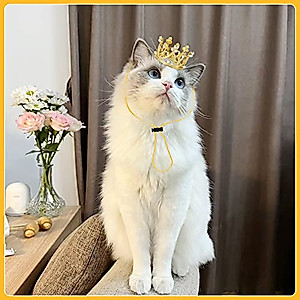 2Pcs Pet Birthday Party Crown for Small Dog with Adjustable Strap Hat Rhinestone Faux Pearl Crown for Birthday Party, Adoption Celebration or Gotcha Day Photos(Small)