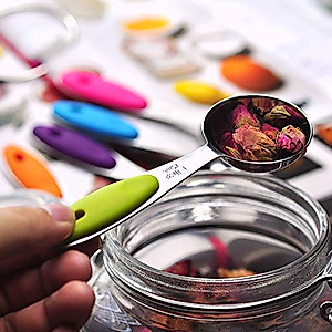 Fsdifly-Stainless Steel Measuring Spoons 5 Piece Stackable Set - Measuring Set for Cooking and Bakin (A)