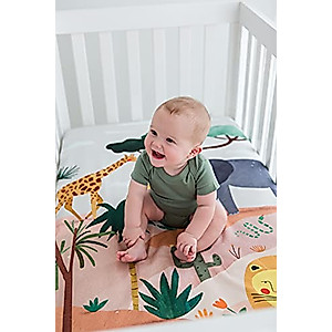 Rookie Humans 100% Cotton Sateen Fitted Crib Sheet: in The Savanna Safari. Modern Nursery, Use as a Photo Background for Your Baby Pictures. Standard Crib Size (52 x 28 inches)