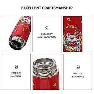 Veemoon Chinese New Year Gifts Vacuum Insulated Water Bottle Chinese Stainless Steel Insulated Cup Portable Metal Drink Cup 2023 Year Water Bottle for Coffe、Milk、Tea