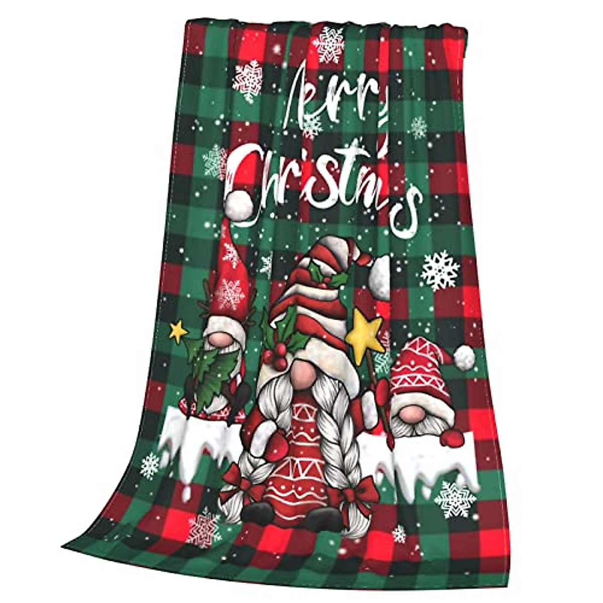 Merry Christmas Flannel Throw Blankets Merry Winter Snowflakes Bed Blanket 60"x50"