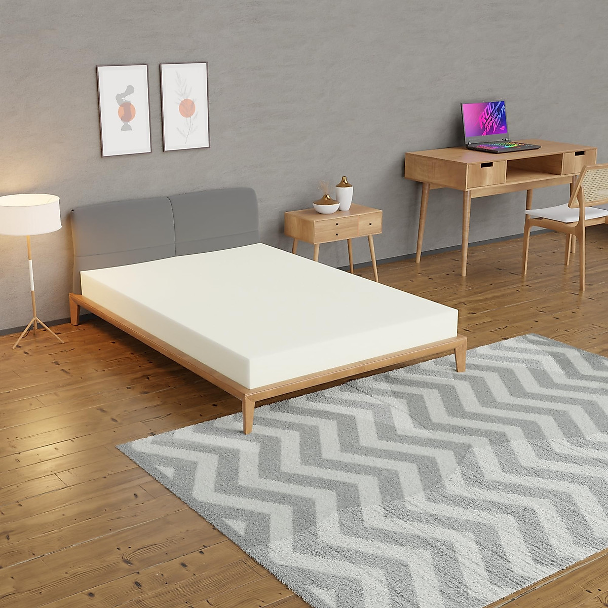 Greaton, 5” High Density Foam Only, Versatile Application Like Mattress, Cushions, RV, Sofa, Chair, Campaign, Full, White