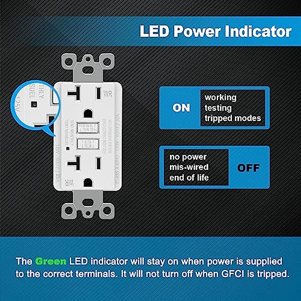 (10 Pack) UNIELE 20 Amp WR GFCI Receptacle Outlet, Outdoor Weather-Resistant GFI, Ground Fault Circuit Interrupter, Wallplate Included, ETL Listed, White