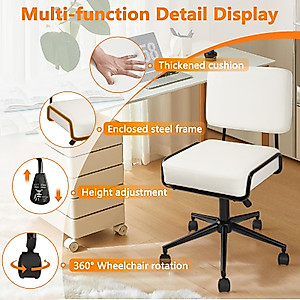 KLASIKA Ergonomic Office Chair with Padded Armrests and Lumbar Support, Faux Leather Desk Chairs fith Wheels, Comfortable Executive Office Chair for Home and Office, Black