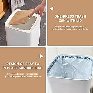 WanWanKa Mini White Plastic Trash Can, 2.6 Gallon Capacity, Slim Design, Anti-Odor, Easy to Clean, Suitable for Any Place