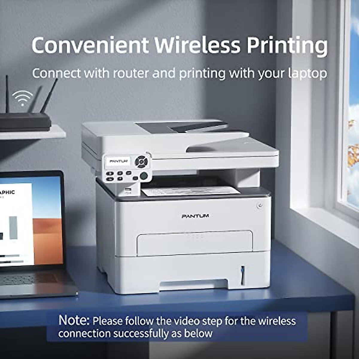 Pantum M7102DW Monochrome Wireless All-in-one ADF Multifunction Laser Printer, Auto Duplex, Copy＆Scan(W5G63B)