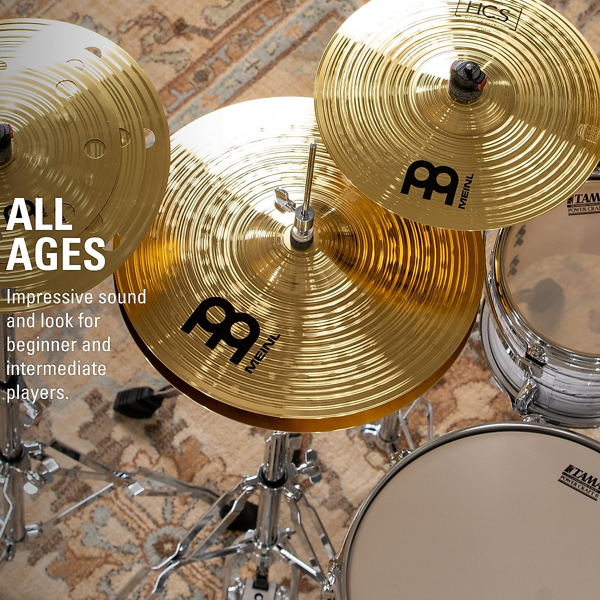 Meinl Cymbals HCS 15” Hihats (Hi Hat) Cymbals for Drum Set, Pair— Made in Germany — Traditional Medium Brass, 2-Year Warranty (HCS15H)