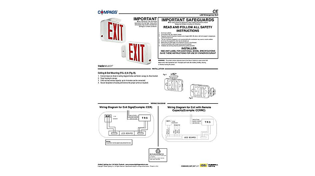 HUBBELL CER LED Emergency Exit Sign - Reliable & Energy Efficient