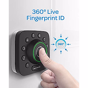 U-Bolt Pro Bluetooth Enabled Fingerprint and Keypad Smart Deadbolt + Bridge WiFi Adaptor | 6-in-1 Keyless Entry | Control Remotely Via Smartphone | Fingerprint ID | Anti-peep Code | Auto Unlock & Lock