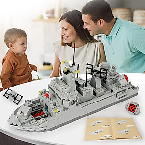 SUNHABI Boys Toys 10-12 Years Old Toys for Boys Age 8-10 7-8-9-10 Military Battleship Building Toys Compatible with Lego Sets for Boys 8-14 Gifts for 10+ Year Old Boys 10 Year Old Boy Gifts