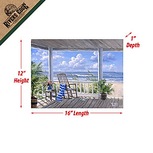 Rivers Edge Products Canvas Wall Art, Licensed Art by Abraham Hunter, Print Pictures for Men's Bedroom Office, 12 Inch x 16 Inch, JQ Beach