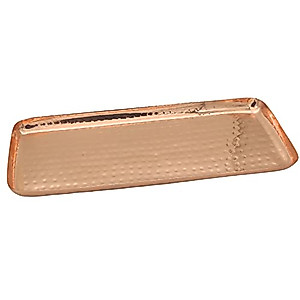 Hammered Copper Serving Tray, Kitchen Brass Tray - Rectangle Charger Plate, Home Accessory Food Tray for Entertaining & Housewarming Copper Tray Gifts