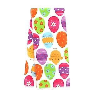 IM Customization Easter Themed Kitchen Dish Towels - Set of 2 - Easter Bunny with Basket | Festive Easter Eggs