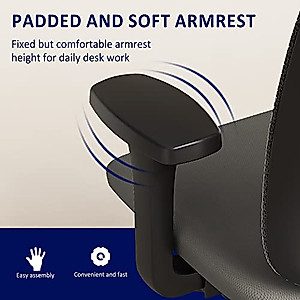 GABRYLLY Office Desk Chair, Ergonomic Mesh Chair Mid Back Computer Task Chair with Wide Armrest & Soft Cushion Seat, Swivel Executive Chair for Home Study Living Room - Grey