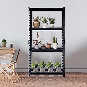 Pachira 30" W x 12" D x 60" H Adjustable Height 4-Shelf Steel Shelving Unit Utility Organizer Rack for Home, Office, and Warehouse, Black