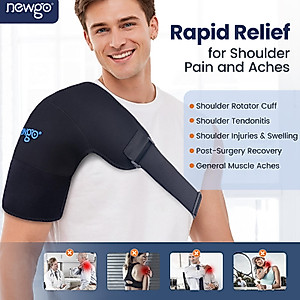 NEWGO Shoulder Ice Pack Rotator Cuff Cold Therapy, FSA HSA Eligible Ice Pack Shoulder Wrap Cold Compression Sleeve for Pain Relief, Surgery Recovery, Bursitis - Medium