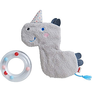 Rhino Fabric Clutching Toy with Removable Plastic Teething Ring