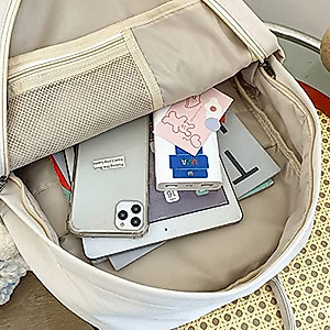 KOWVOWZ large capacity Backpack travel junior high school college students bag men boy girl Satchel kawaii cute harajuku Bookbag (black)