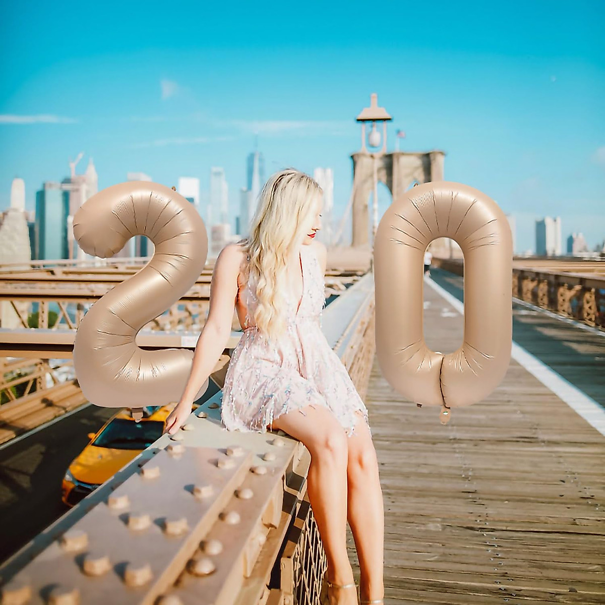 Number 50 Balloons 32 Inch Digital Balloon Alphabet 50th Birthday Balloons Digit 50 Helium Balloons Big Balloons for Birthday Party Supplies Wedding Bachelorette Bridal Shower, Caramel Number 50