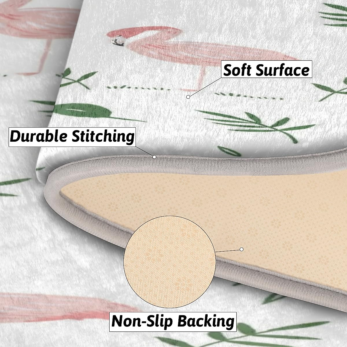 Tavisto Flamingo Green Fluffy Oval Shaggy Rugs for Bedroom Aesthetic Plush Floor Mat - Soft and Absorbent - Ideal for Living Room,Home Decor, and Playrooms