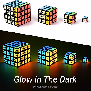 TOSY Magnet Cube 2x2 - 64 Magnets, 8 Building Blocks, Easter Basket Stuffers Essentials for Kids/Teens, 2 in 1 Toy: 2x2x2 Puzzle Cube and Customizable Infinity Cube, Glowing, UV Flashlight Accessory