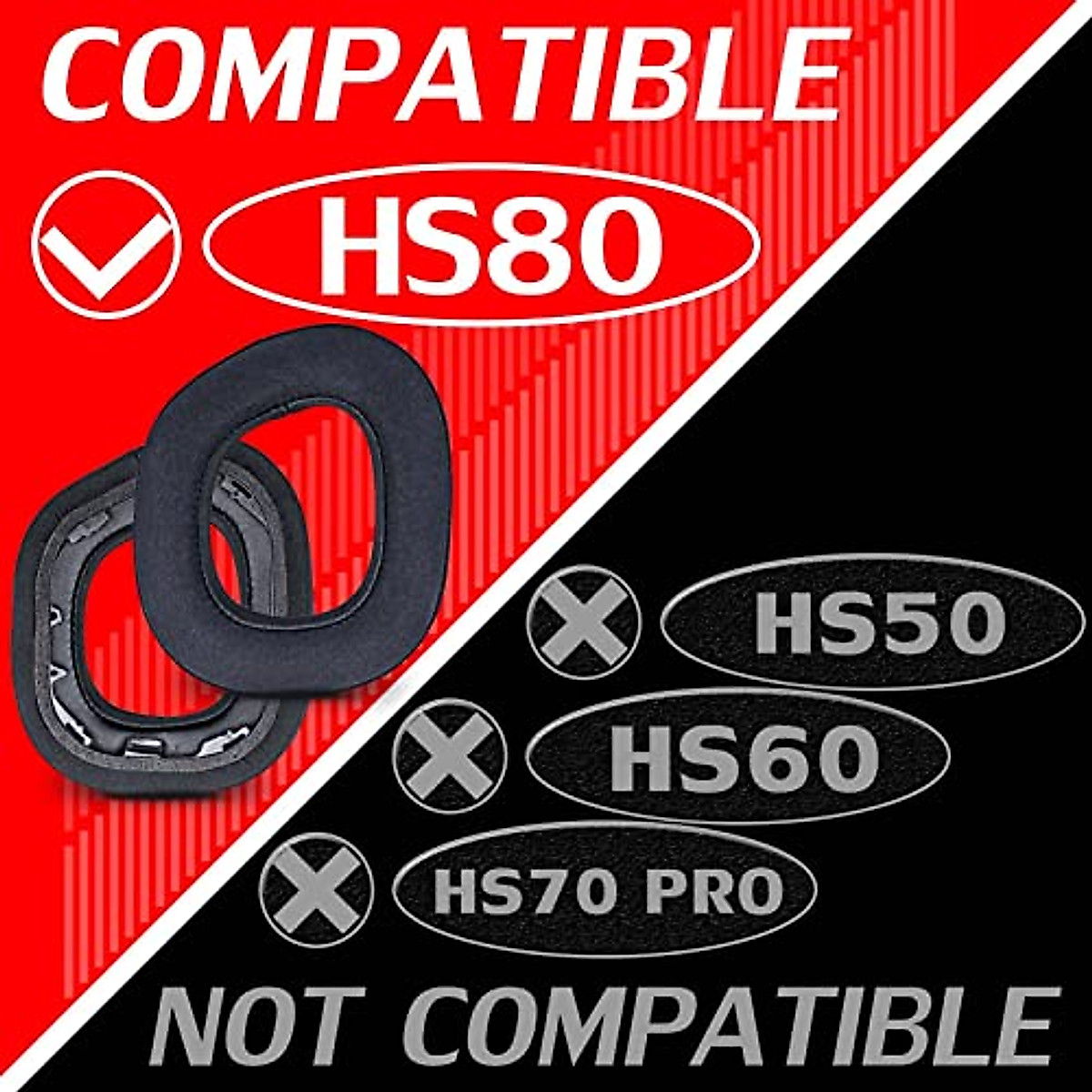 HS80 Ear Pads Compatible with HS80 Headset I Thicker Enhanced Memory Foam - More Breathable Comfort Micro Surface Texture Leather by DIMOST