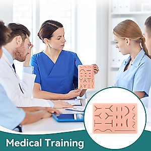 Medarchitect Upgraded Suture Practice Pad Reusable Silicone Medical Training Skin Model with 19 Pre-Cut Wounds for Medical Practice Suturing Medical Student Training Education Course
