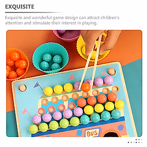 3PCS Wooden Tweezer Tongs Wooden Peg Board Beads Game Clips Counting Matching Game Beads for Montessori Sorting Toys