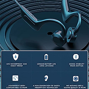 Handfree TWS Bone Conduction Earphones Bluetooth 5.1 Deep Bass Headphones Wireless Ear Hook Headset Waterproof Sports Business Earbuds 1pcs (Black)