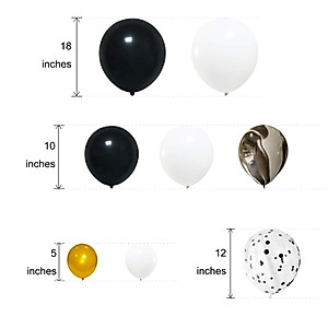 Elecrainbow 120 Pieces White & Black Balloon Arch Garland Kit for Birthday, Graduation, Anniversary, 100 Dots and Balloon Strip Included