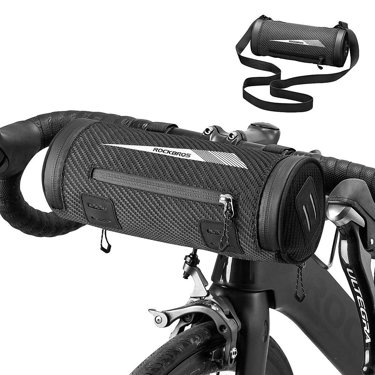 ROCKBROS Bike Handlebar Bag Front Frame Bag Bike Basket Storage Bag Bicycle Top Tube Bag Lightweight with Shoulder Straps for Road Mountain Bike Cycling Travel
