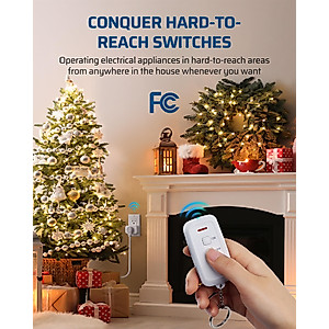 DEWENWILS Indoor Remote Control Outlet, Wireless Remote Light Switch, No Interference Remote Outlet Switch, No Wiring, 15A/1875W, 100ft RF Range, Compact Design, Programmable