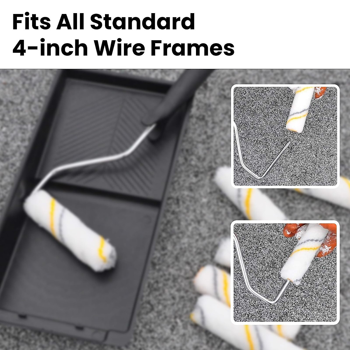 KINGORIGIN Mini Paint Roller Covers, 10 Pack Paint Roller 4 Inch, 3/8" Nap Lint Free Paint Roller Refill, Small Paint Rollers for Touch-Up on Small Spaces